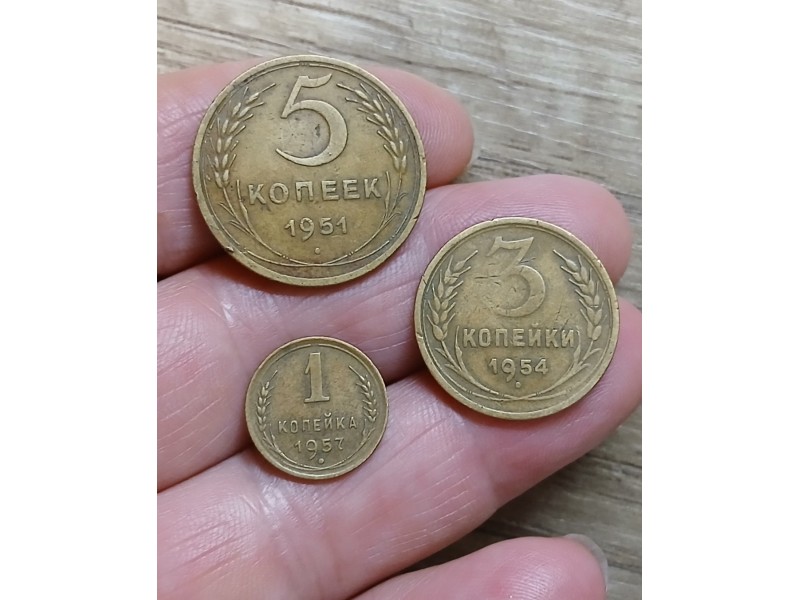KO 100 - SSSR - 1, 3 i 5 kopejki različite god - opis -