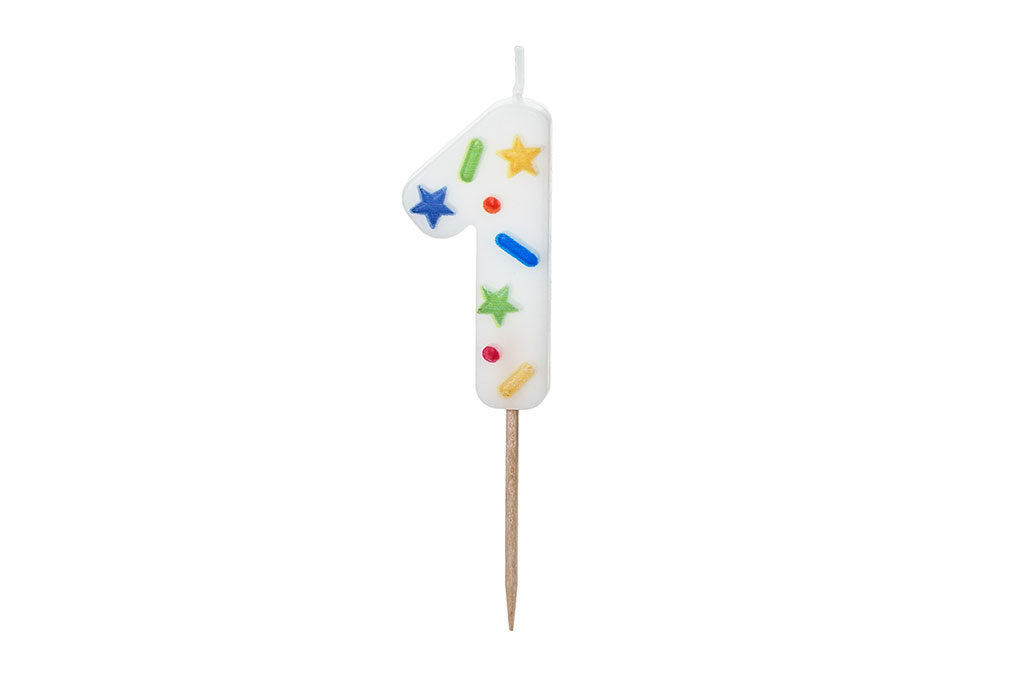 Svećica br. 1 konfete – 5.5cm