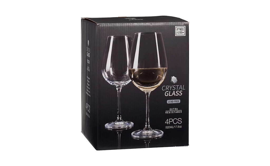 Set 4 čaše za vino Crystal 520ml