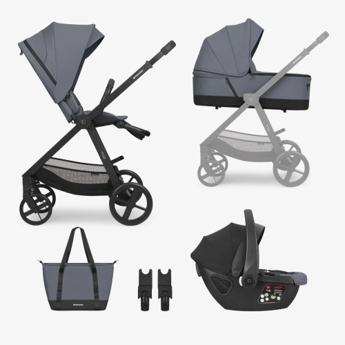 Kikka Boo Kolica Mia 3in1 set sa I-SIZE autosedištem i tvrdom korpom Grey