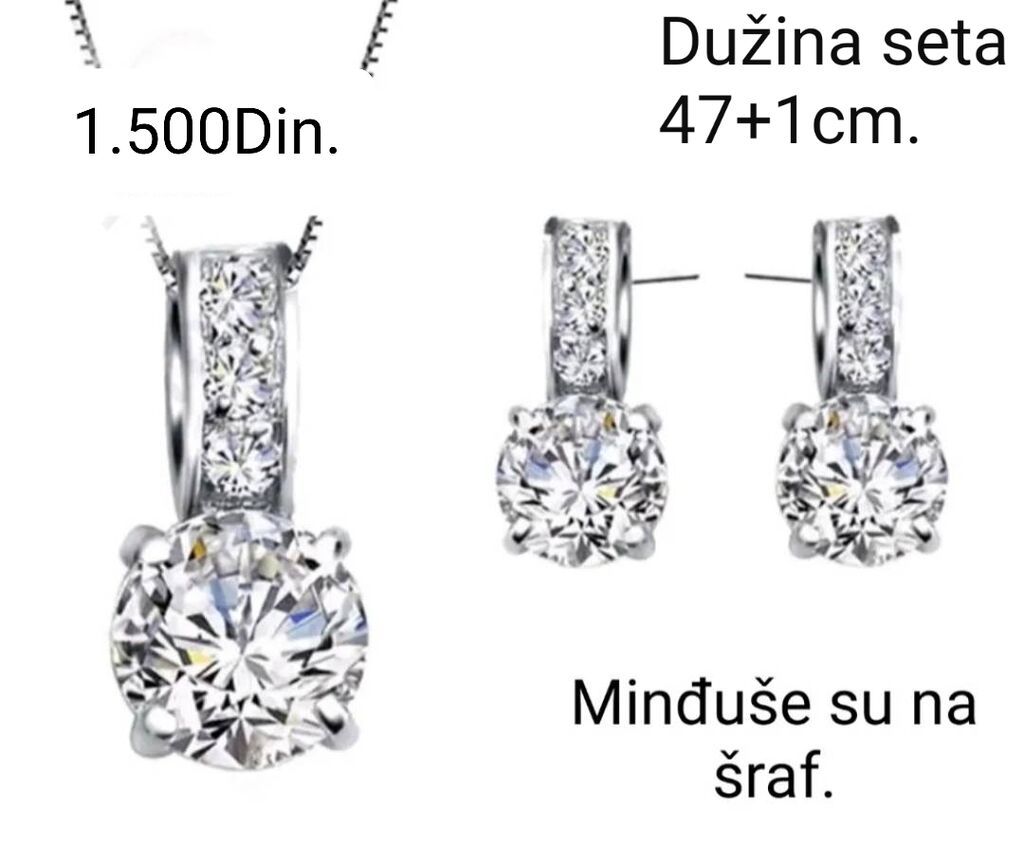 Posrebreni set nakita sa žigom S925 od hirurskog čelika. Ogrlica i