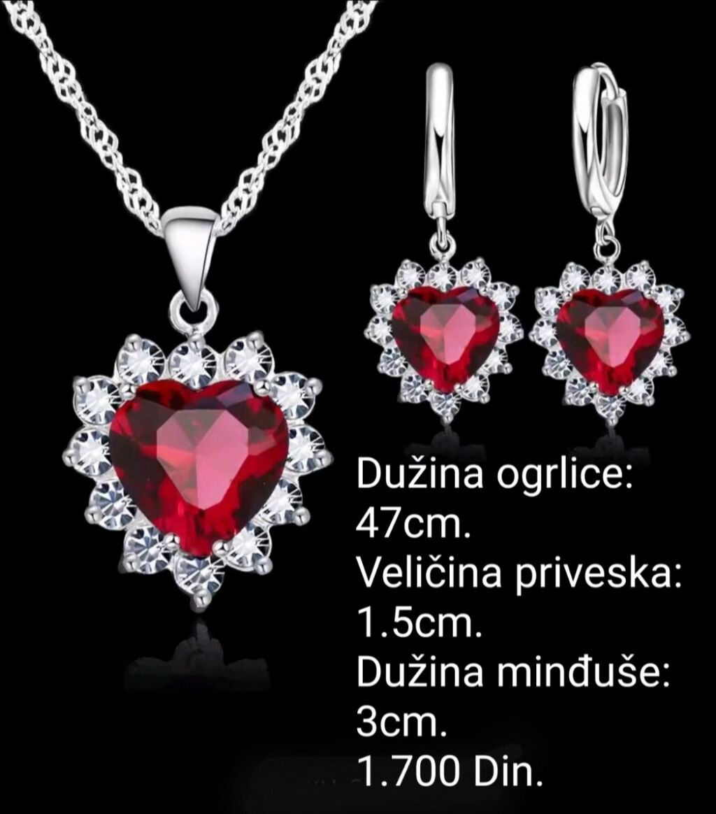 Posrebreni set sa žigom S925 od hirurskog čelika. Ogrlica + minđuše