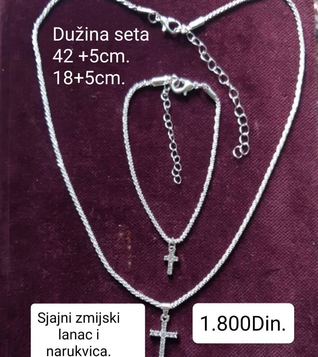 Posrebreni set nakita sa žigom S925 od hirurskog čelika. Sjajni
