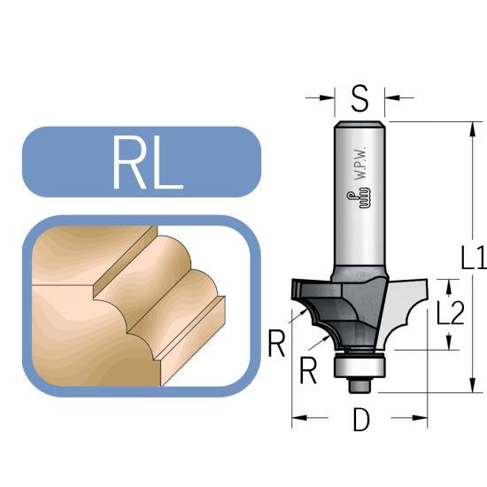 Profilno glodalo sa ležajem - za lajsne sa 2 radijusa 5,5mm, prihvat 12mm