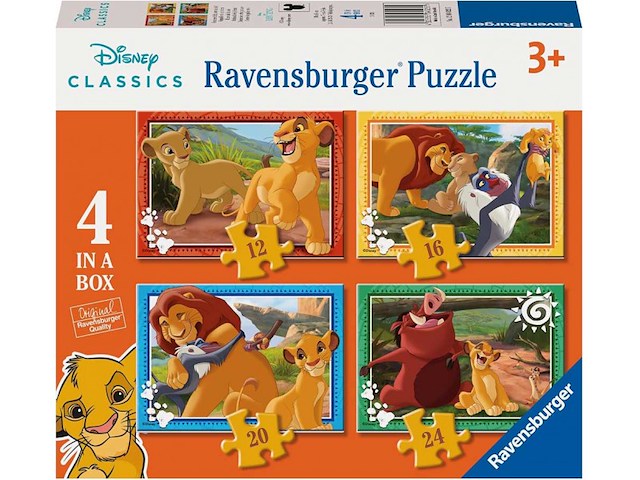 Puzzle za decu 4u1 Kralj lavova - Seti se ko si Disney Ravensburger 12004025