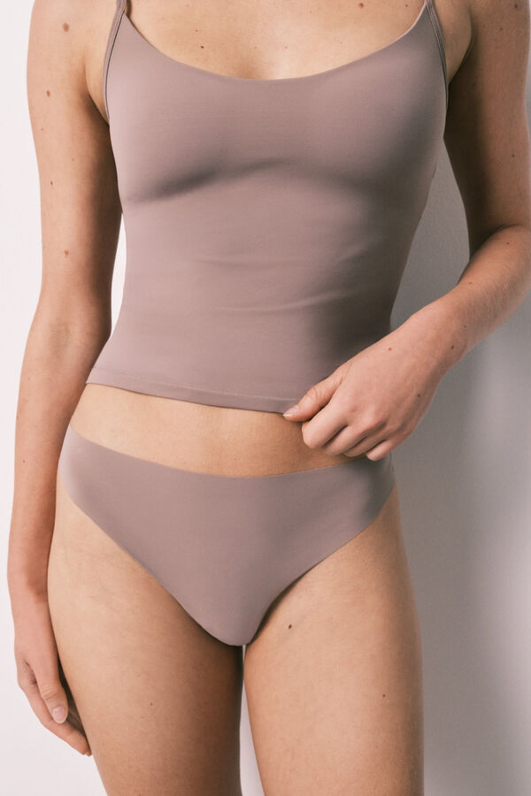 Brauner Mikrofaser-String Clean Cut