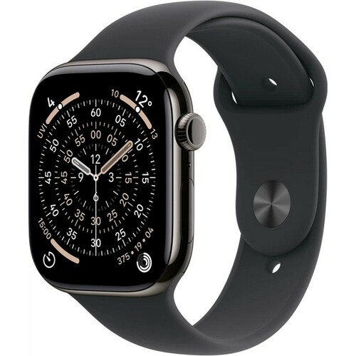 APPLE Watch S11 Cellular 42mm Slate Titanium Case with Black Sport Band - S/M mf8r4rk/a