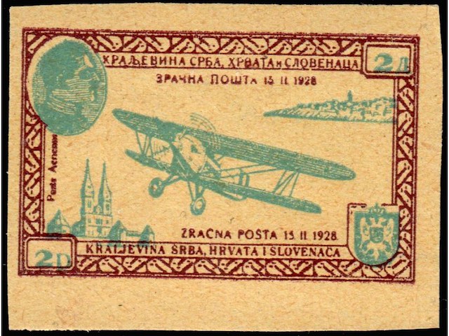 ZRAČNA POŠTA NEZUPČANA NALEPNICA 1928 - RETKO!!!