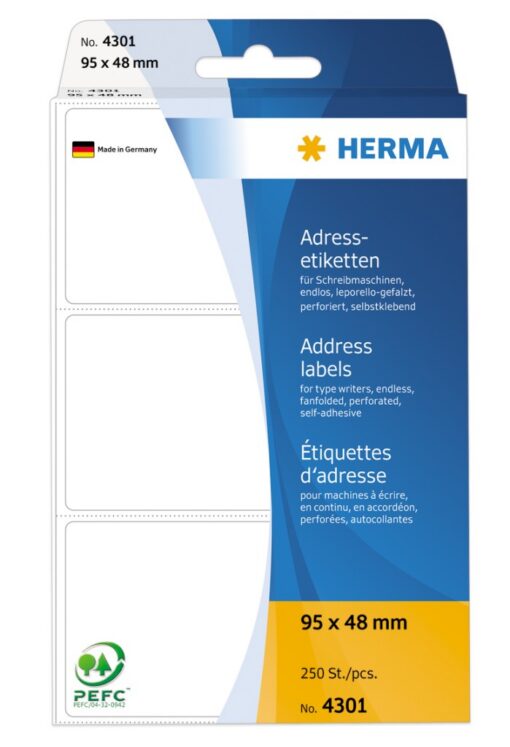 Etikete 95X48, zaobljene ivice rolna/ 1/rolna bela Herma