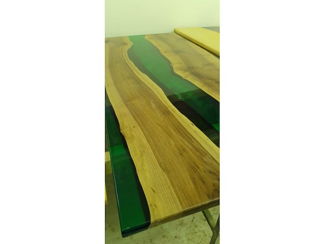 Epoxy sto -ploca stola orah/zeleni 90×200 exponat