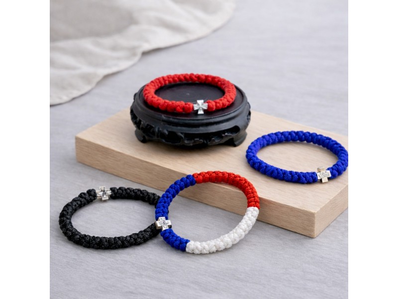 Pravoslavna Narukvica sa 33 Čvora i Krstom – Ručno Plet