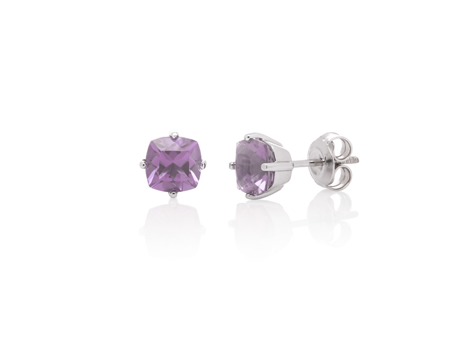 Zlatne minđuše sa „cushion cut“ ametistom