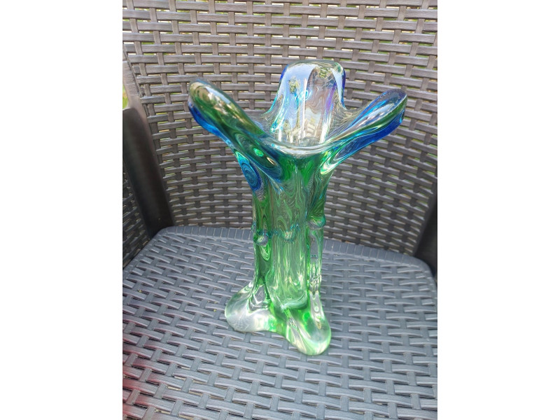 Vinrage Blue Green Murano Vaše odlična