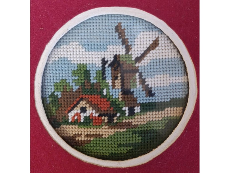 Mini goblen, vetrenjača, uramljeno 30x30