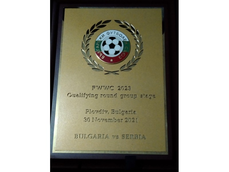 fudbal bugarska-srbija 2021 žene emajlirana plaketa