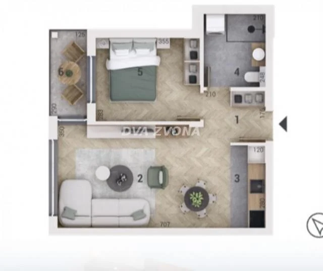 Na prodaju: dvosoban stan na Adicama — 47 m²
