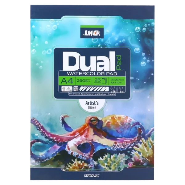 Dual pad, akvarel blok, A4, 260g, 25 listova