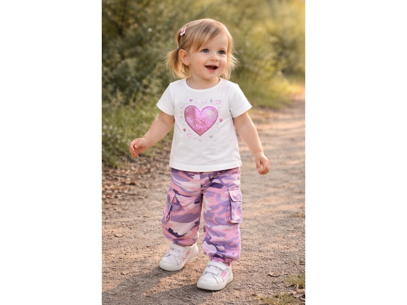 Pantalone za devojcice Maskirne Roze 9 m NOVO