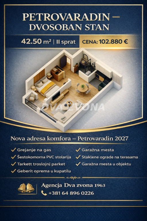 Dvosoban stan 42.50 m2- Petrovaradin 2027