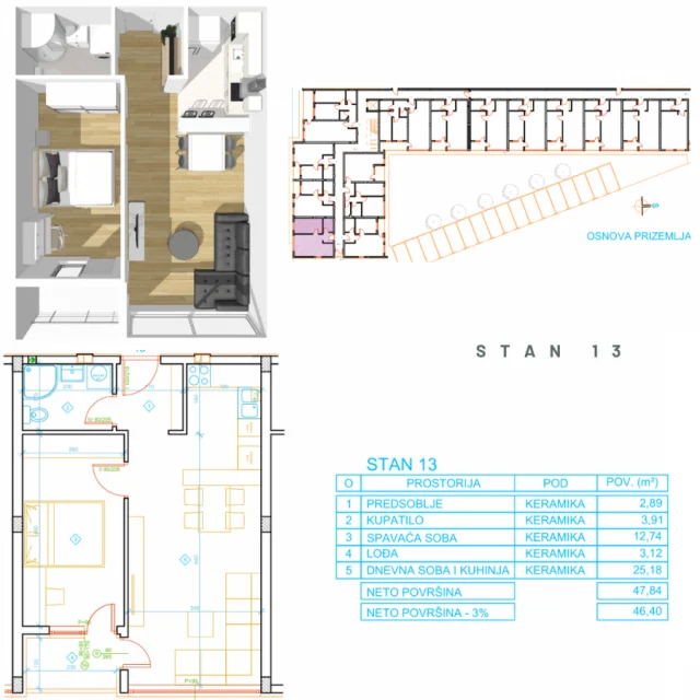 46 m2 STAN U IZGRADNJI, 1 sprat- DOM U MIRNOM DELU NIŠA-79 900  E
