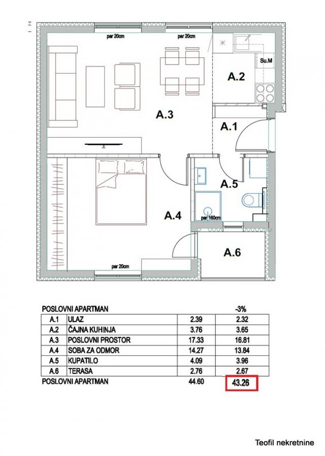 PALILULA BORČA 43m2 , (T) ,91000e