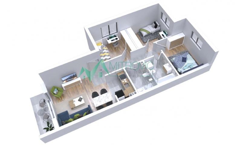 Sremska Kamenica, Popovica - Troiposoban stan 71 m2 + pripadajući parking!