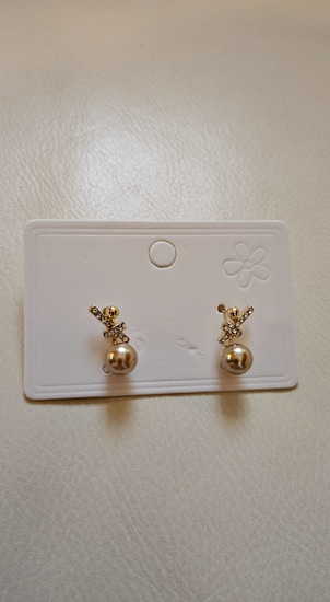 Gold-toned bow crystal-embellished stud minđuše
