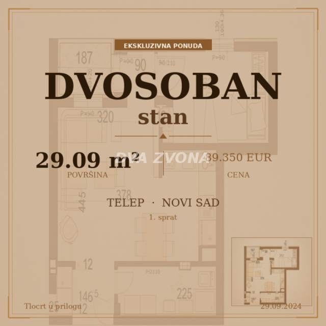 DVOSOBAN STAN – TELEP – 29.9 m²