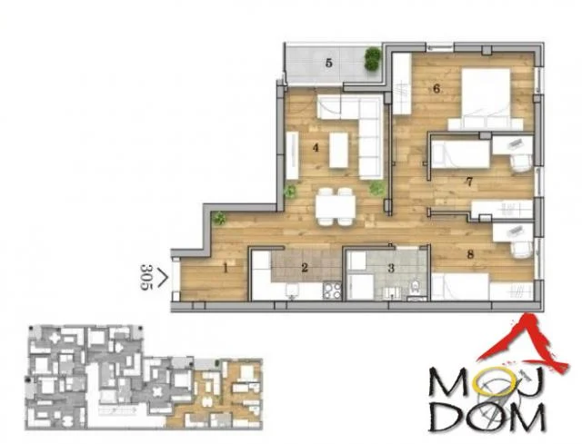 NOVI SAD - TELEP - TROIPOSOBAN STAN - 69 m2 - 197,950€