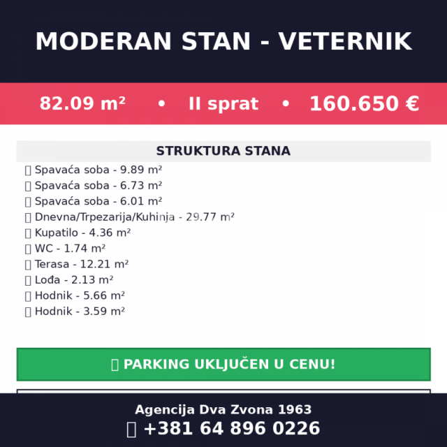 MODERAN STAN-82.09 m2- II sprat-Veternik