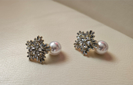 Crystal Snowflake Pearl Drop minđuše, novo