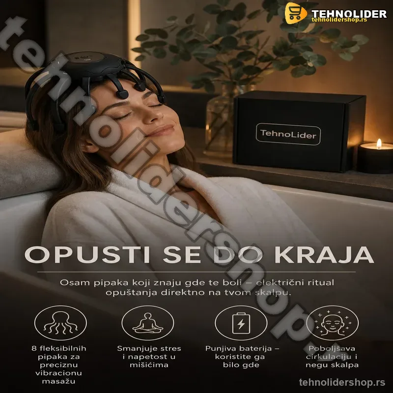 Električni Masažer za Glavu Octopus – 8 Fleksibilnih Pipaka za Opuštanje