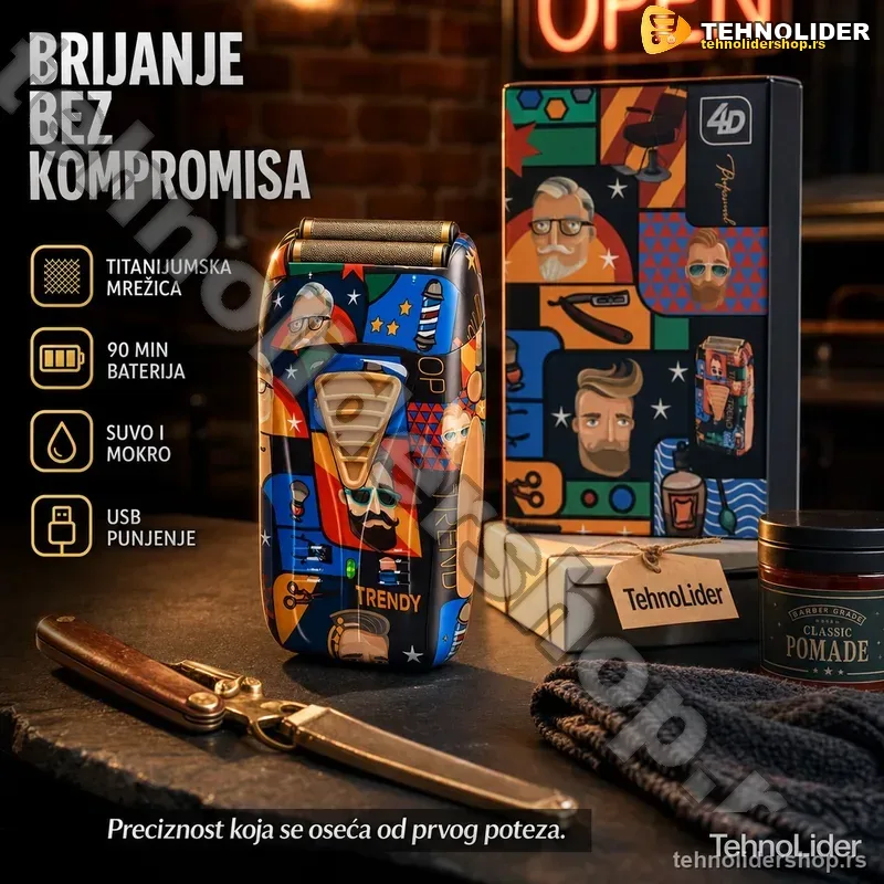 Profesionalni Električni Brijač za Muškarce – Suvo i Mokro Brijanje