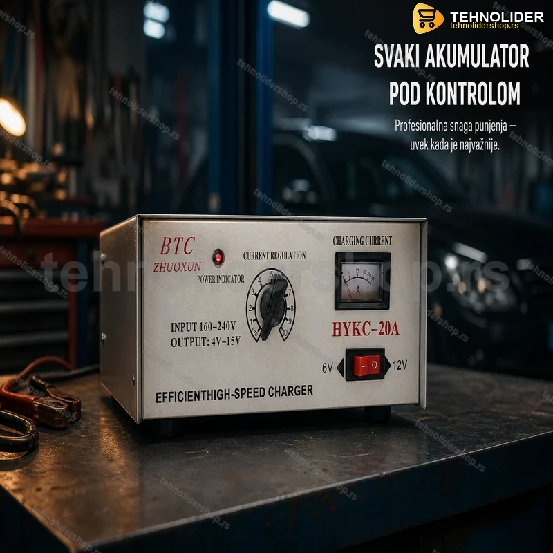 Punjač Akumulatora HYKC-20A – Univerzalni 6V/12V sa Ampermetrom