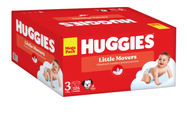 Huggies Little Movers Mega Box Pelene za bebe veličina 3, 126 komada
