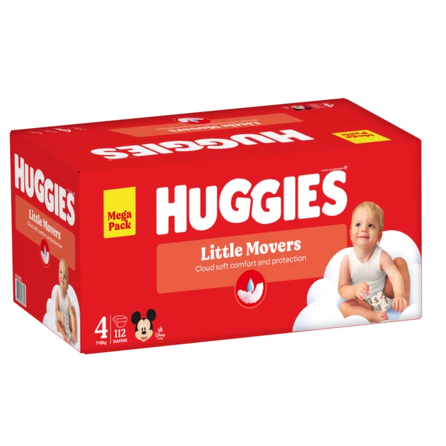 Huggies Little Movers Mega Box Pelene za bebe veličina 4, 112 komada