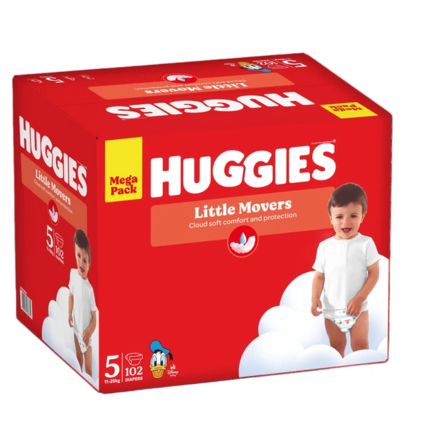 Huggies Little Movers Mega Box Pelene za bebe veličina 5, 102 komada