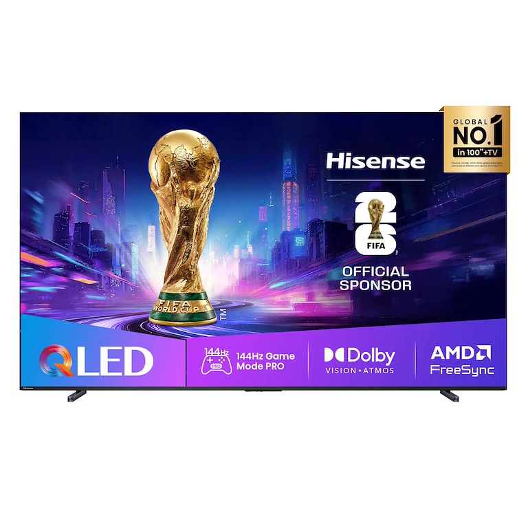 Hisense Televizor 100E7Q PRO 100", QLED, 4K UHD, Smart TV, Crni
