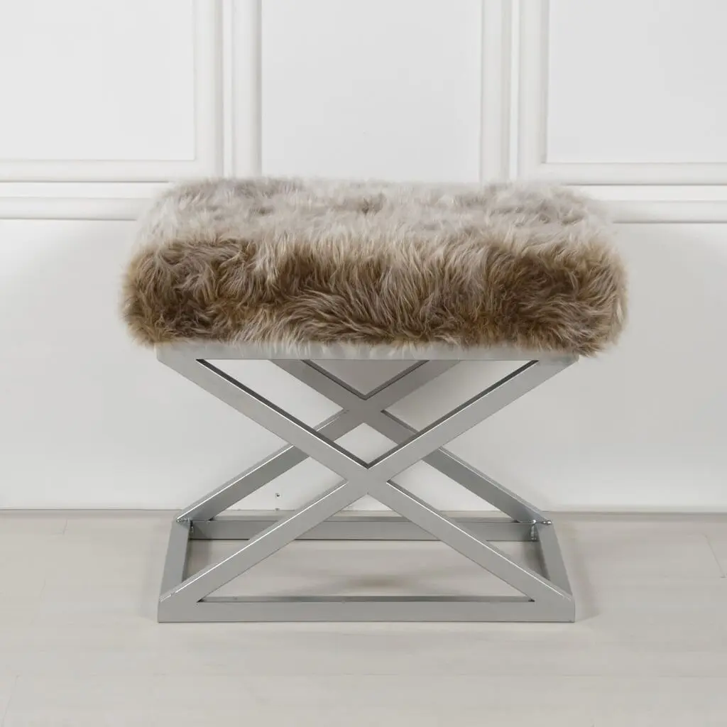 Atelier del Sofa Tabure 50x42x40cm, Srebrno-Braon