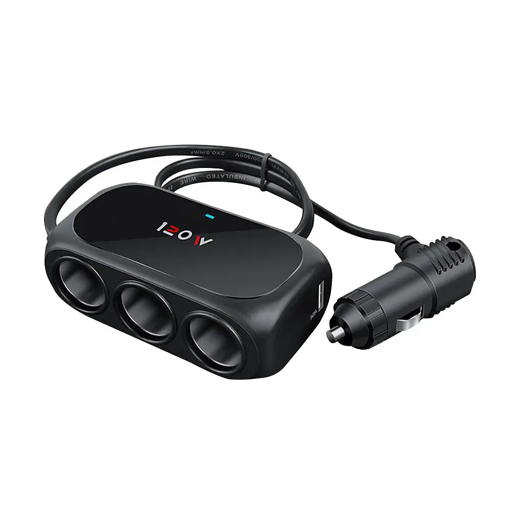 Produžni adapter za upaljač WT-D23 sa 3 rupe+2XUSB, Crni
