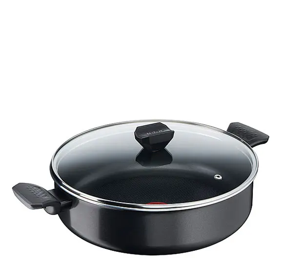 Tefal Plitka šerpa sa poklopcem B5677253, 28 cm, Crna