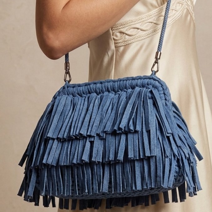 Plava clutch torba sa resama