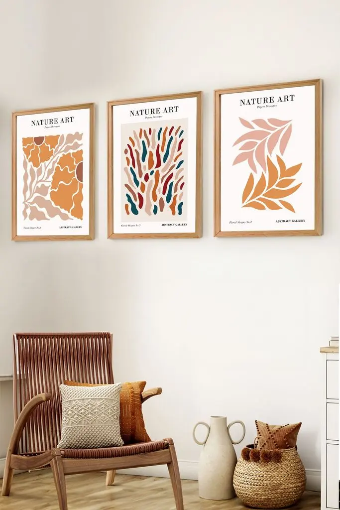 Wallity Set uramljenih MDF slika Myk3008-1, 3 Dela