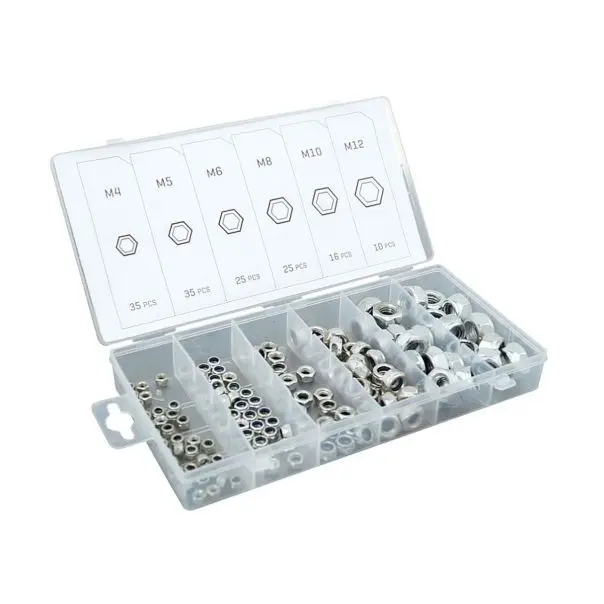 CARMOTION Sigurnosne Matice Set 146 kom M4 - 35 kom M5 - 35 kom M6 - 25 kom M8 - 25 kom M10 - 16 kom M12 - 11