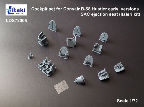 NEW! Litaki LDS72005 Convair B-58 Hustler - Cockpit Set with EARLY Versions SAC Ejection Seat (for Italeri Kits / 3D-Printed)