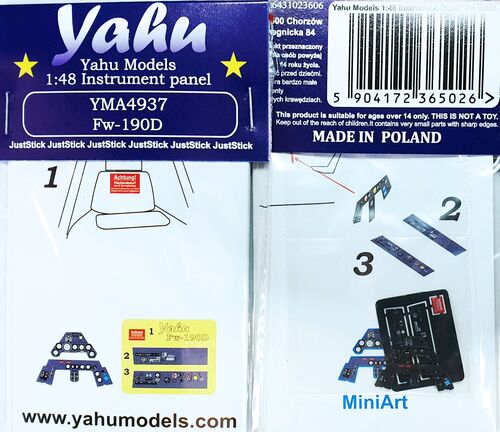 Yahu Models A4937 Focke Wulf Fw-190 D - Intrument Panel (for MiniArt Kits)