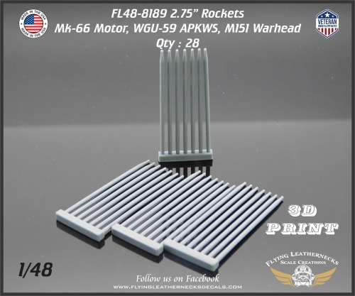 NEW! Flying Leathernecks 48-8189 2.75" Rockets - Mk 66 Motor, WGU-59 APKWS and M151 Warhead (28 pcs / 3D-Printed)