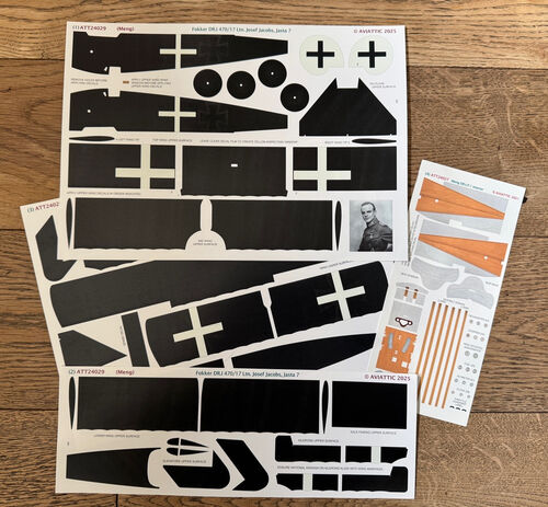 NEW! Aviattic ATT24029 Fokker DR.I Triplane - 470/17 Leutnant Josef Jacobs / Black with White Crosses (for Meng Kits)
