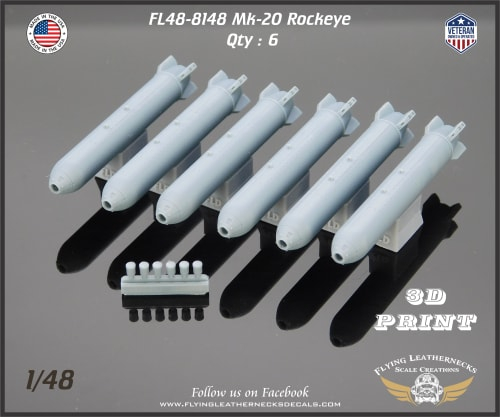 NEW! Flying Leathernecks 48-8148 Mk.20 Rockeye Cluster Bombs (6 pcs / 3D-Printed)