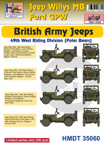 Art Scale Kit HMDT35060 Jeep Willys MB Ford GPW - British Army Jeeps, 49th West Riging Division (Polar Bears)